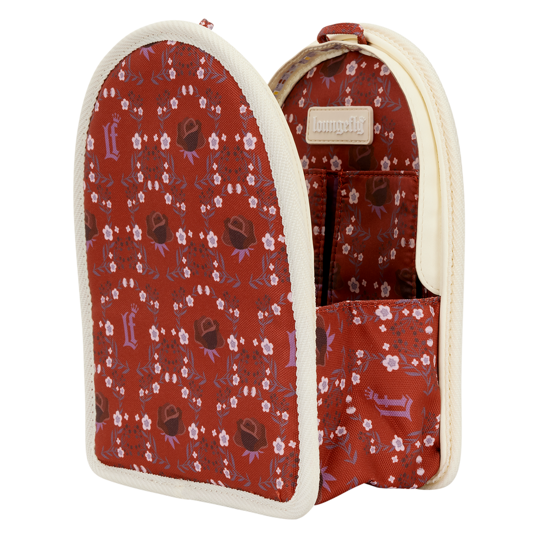 Cream & Red Floral Light-Up Mini Backpack Insert Organizer
